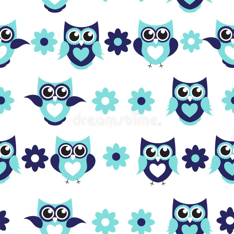 Cute Owl Seamless Pattern Background Vector Illustration Stock Vector ...