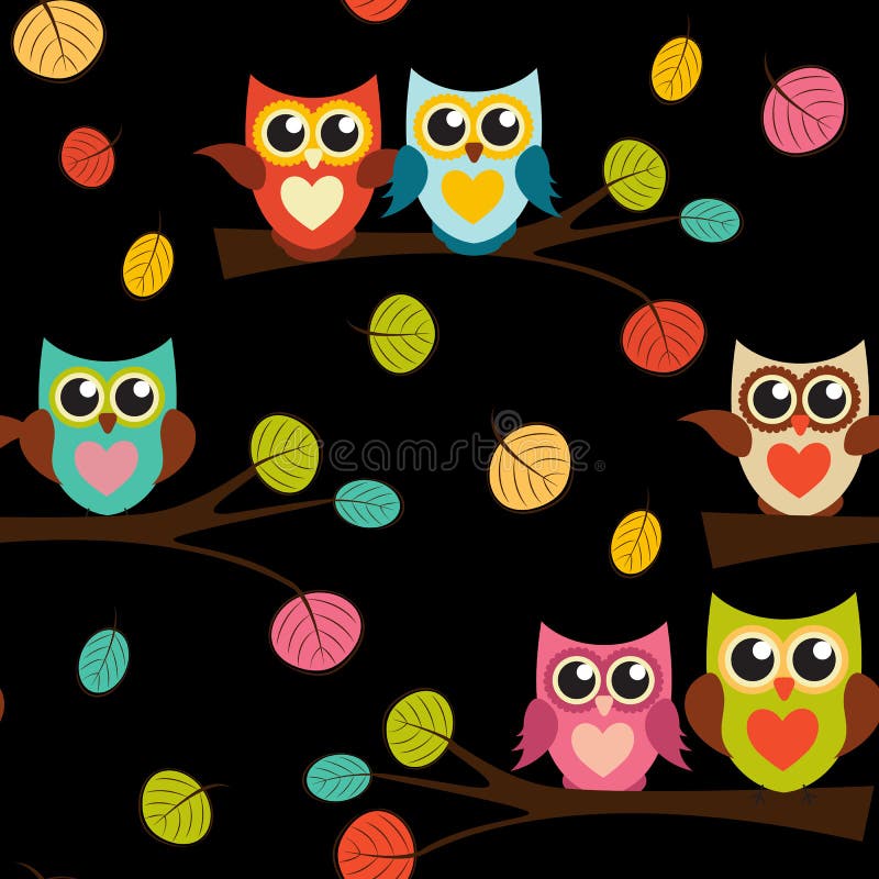 Cute Owl Seamless Pattern Background Vector Illustration Stock Vector ...