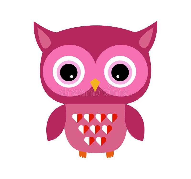 Cute Owl Vector Girl with Heart Stock Vector - Illustration of smart ...