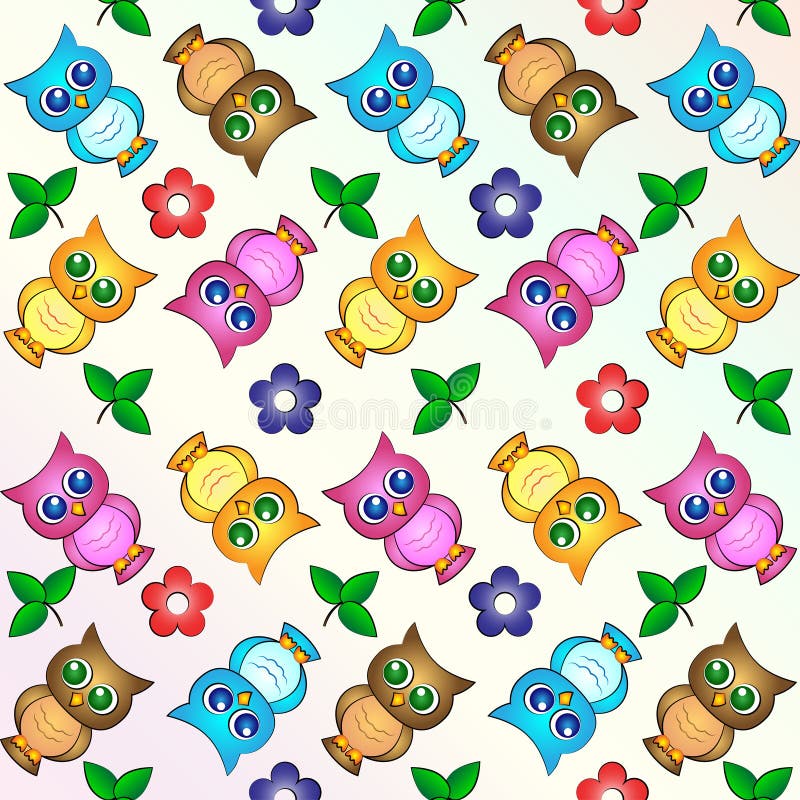 Cute Owls Background Wallpaper Pattern Stock Vector - Illustration of ...