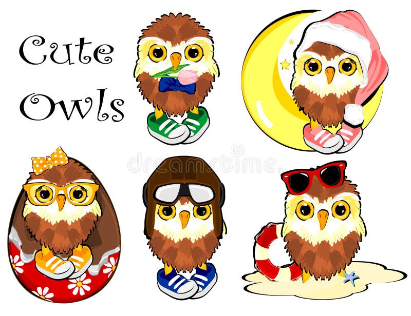 Cute little owl stock illustration. Illustration of laugh - 212981614