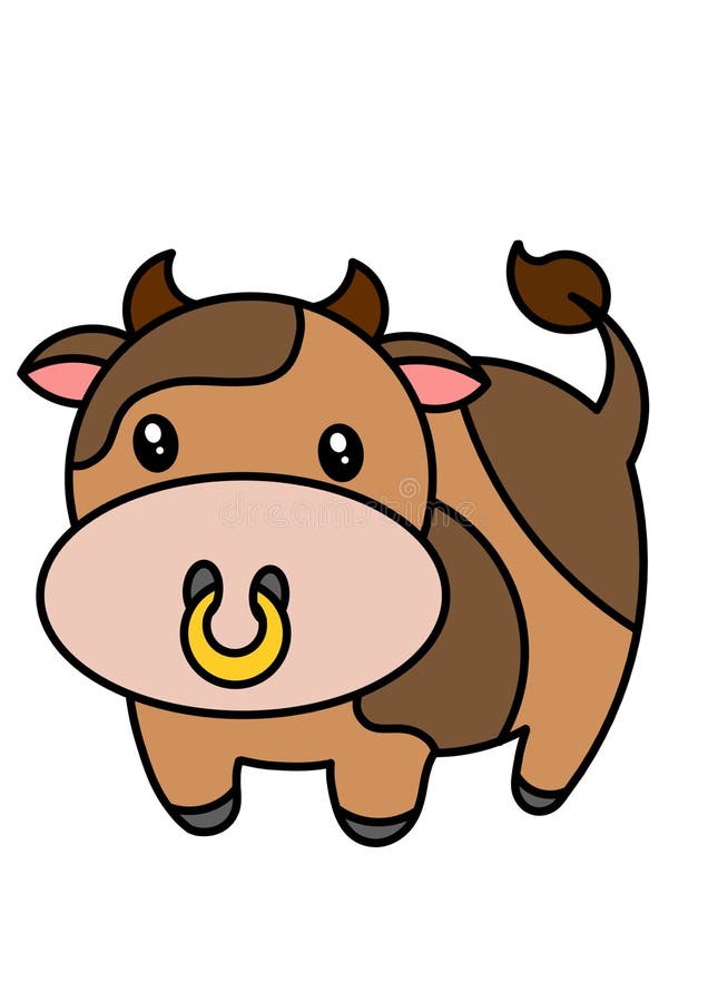 Cute Ox Drawing. Cute Bull with Beautiful Eyes Stock Illustration ...