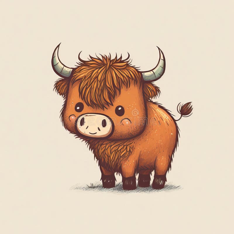 Cute Ox Hand Drawn by Kid (generative AI) Stock Illustration ...
