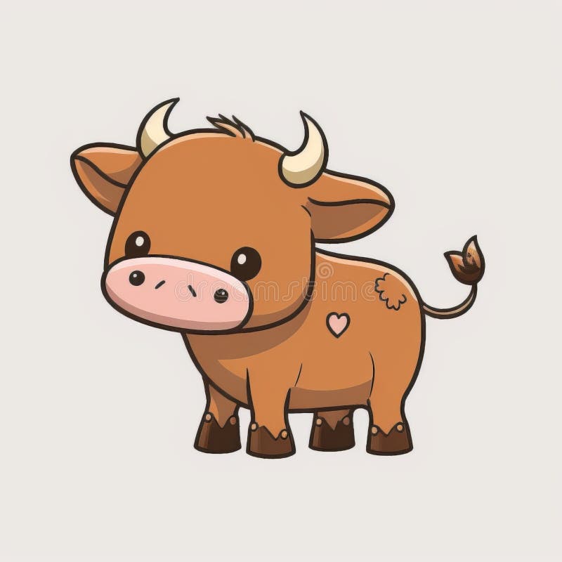Cute Ox Hand Drawn by Kid (generative AI) Stock Illustration ...