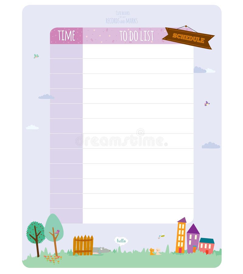 Cute Page for Notes with Animals Illustrations Stock Vector ...