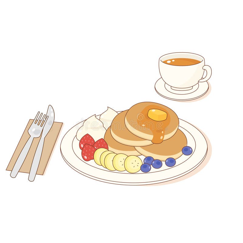 Pancake breakfast set 2 stock vector. Illustration of menu - 325690643
