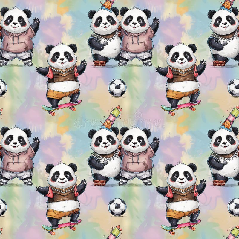 Cute Panda Animals Seamless Pattern for Wallpaper and Wrapping Paper ...