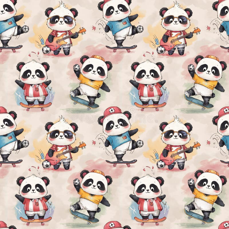 Cute Panda Animals Seamless Pattern for Wallpaper and Wrapping Paper ...