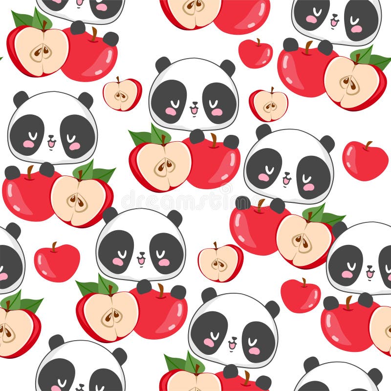 Panda s apple stock illustration. Illustration of panda - 32689486