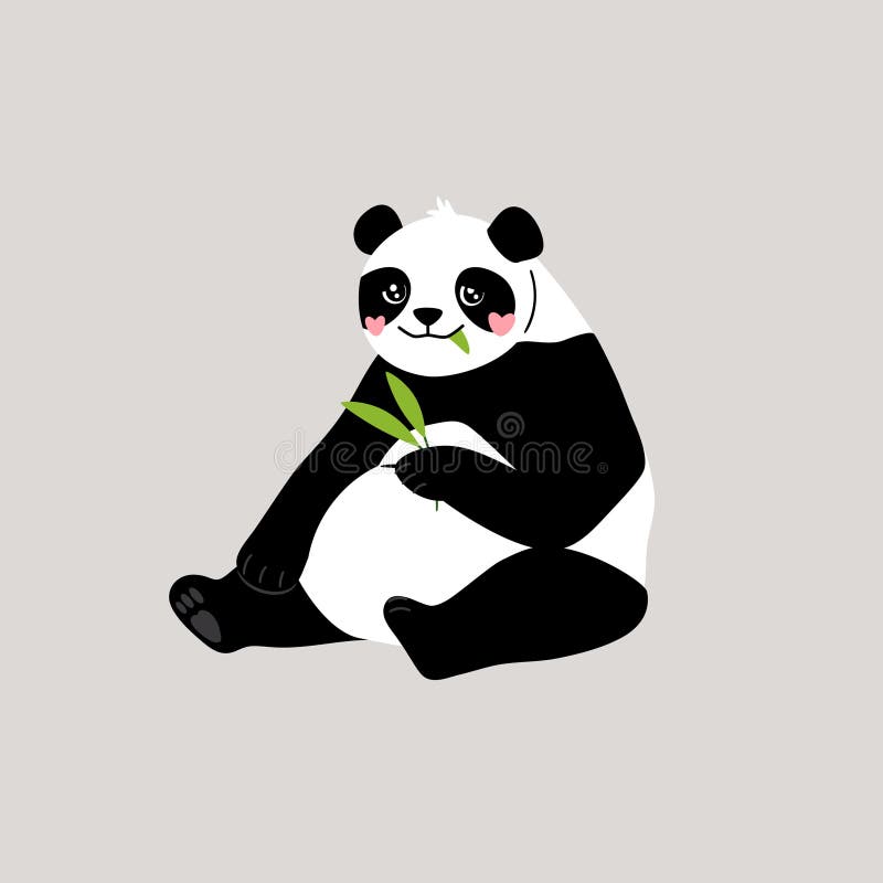Cute Panda Bear with Bamboo Vector Illustration Stock Illustration ...
