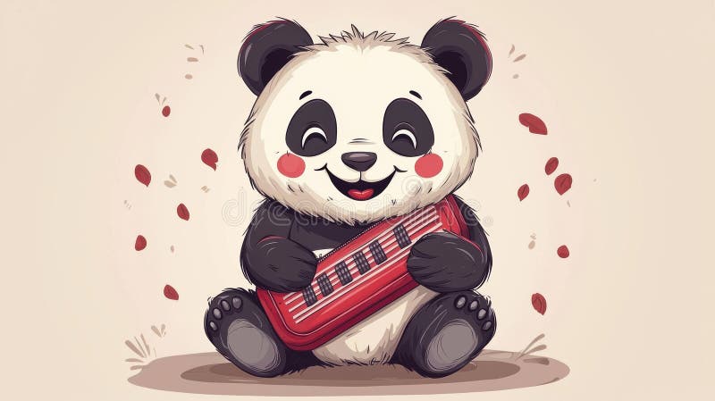 Cute Panda Playing a Keyboard Stock Illustration - Illustration of ...