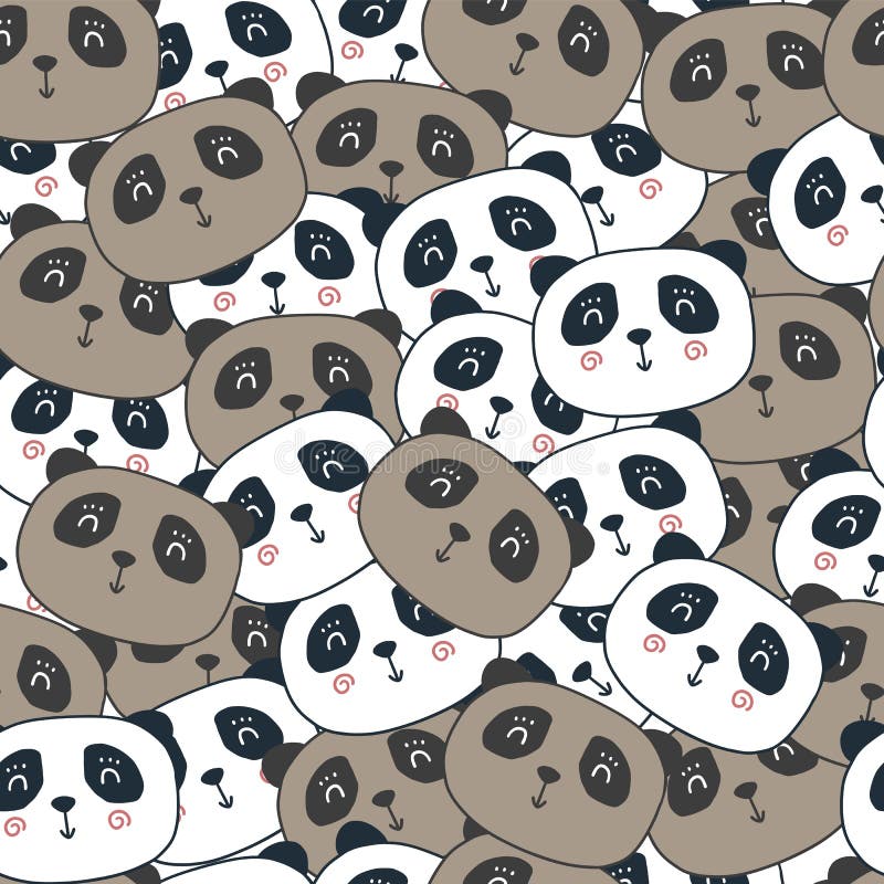 Cute Panda Bears Seamless Pattern. Funny Baby Vector Print. Stock ...
