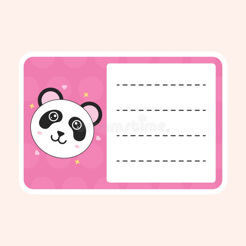 Cute Panda Cartoon Frame or Note Sticker on Peach Stock Illustration ...
