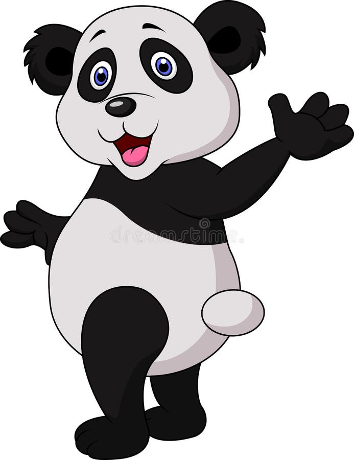Cute Panda Cartoon Waving Hand Stock Vector - Illustration of children ...