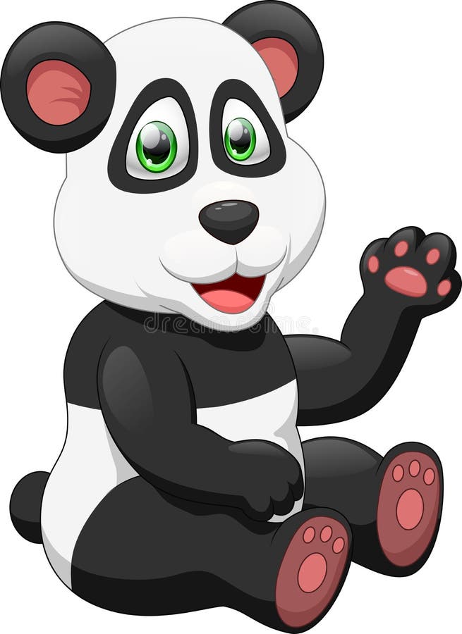 Cute panda cartoon waving stock vector. Illustration of asia - 33241975