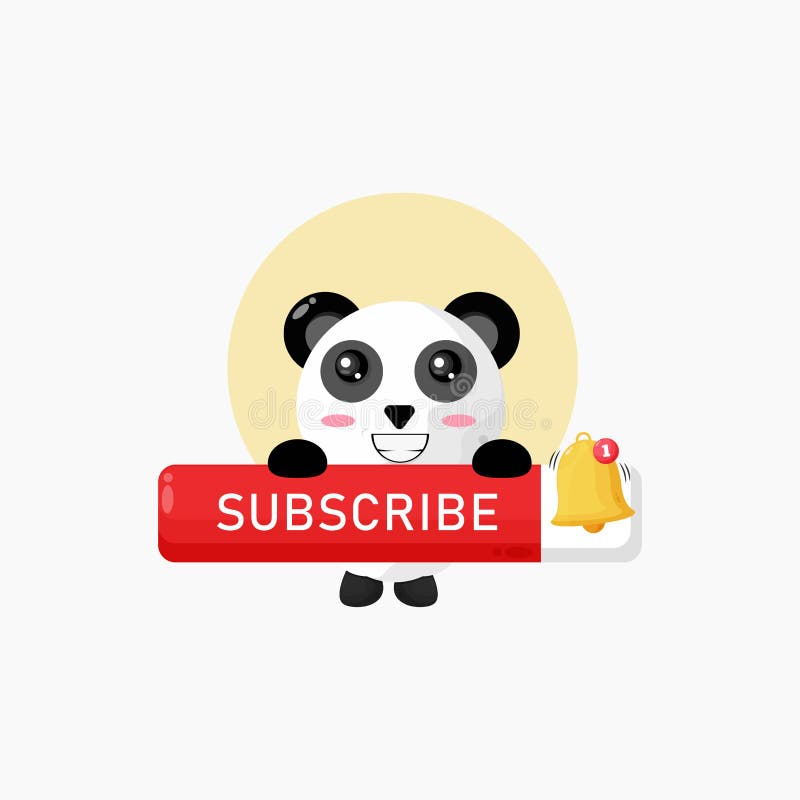 Cute Panda Character with Subscribe Board Stock Illustration ...
