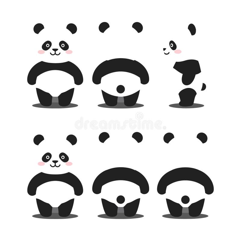 Cute Panda Character Transformation in Flat Design Showcasing Playful ...
