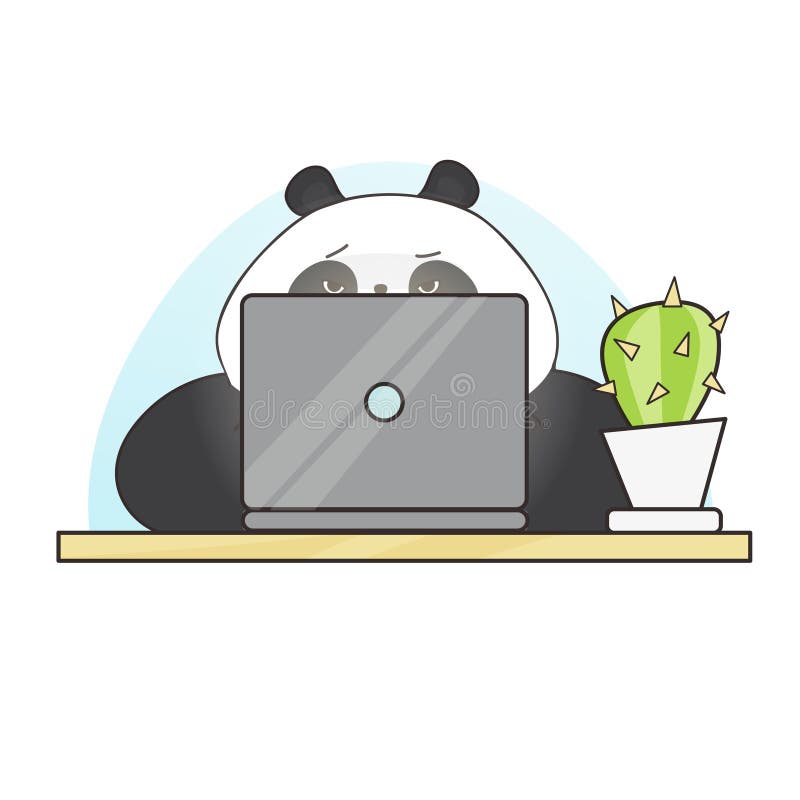 Cute Panda Character at Work. Vector Illustration Stock Illustration ...