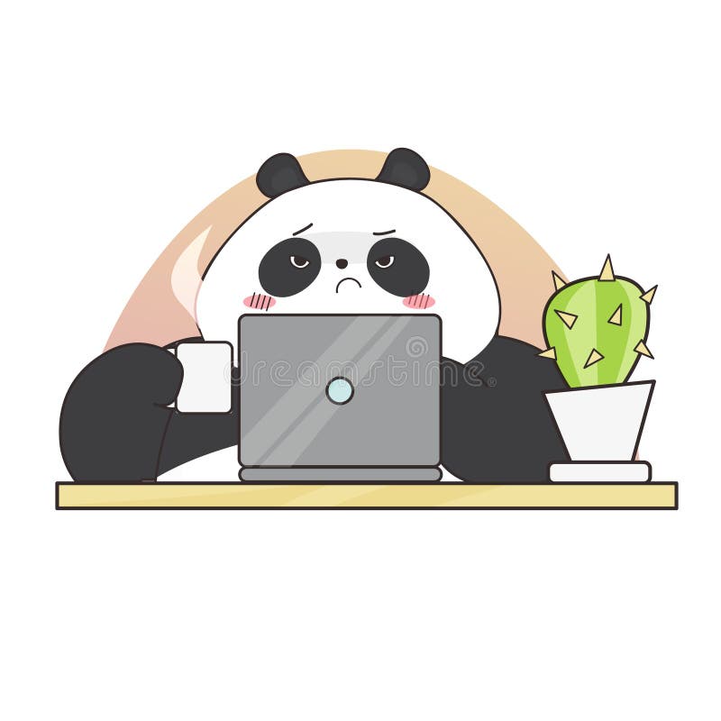 Cute Panda Character at Work. Vector Illustration Stock Vector ...