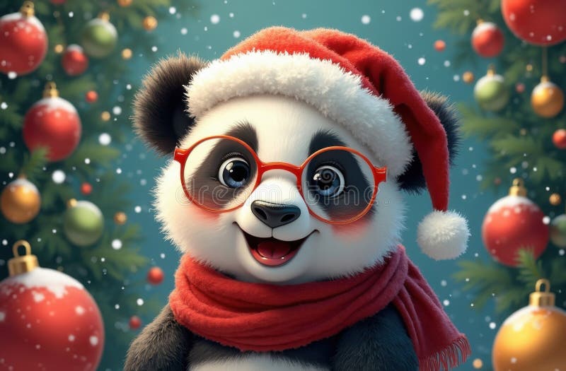 Cute Panda in a Christmas Scene at 29-10-2024 Stock Illustration ...