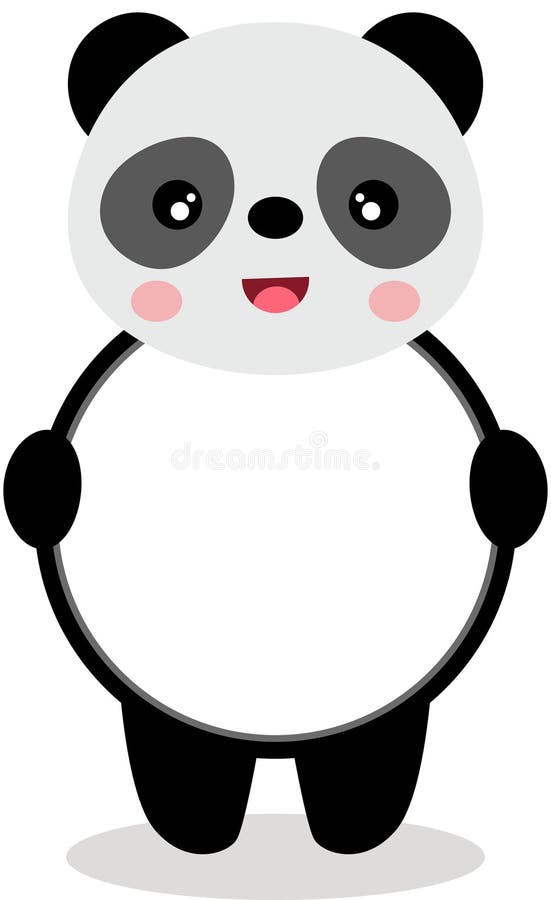 Cute Panda with Circle Blank Sign Stock Vector - Illustration of forest ...