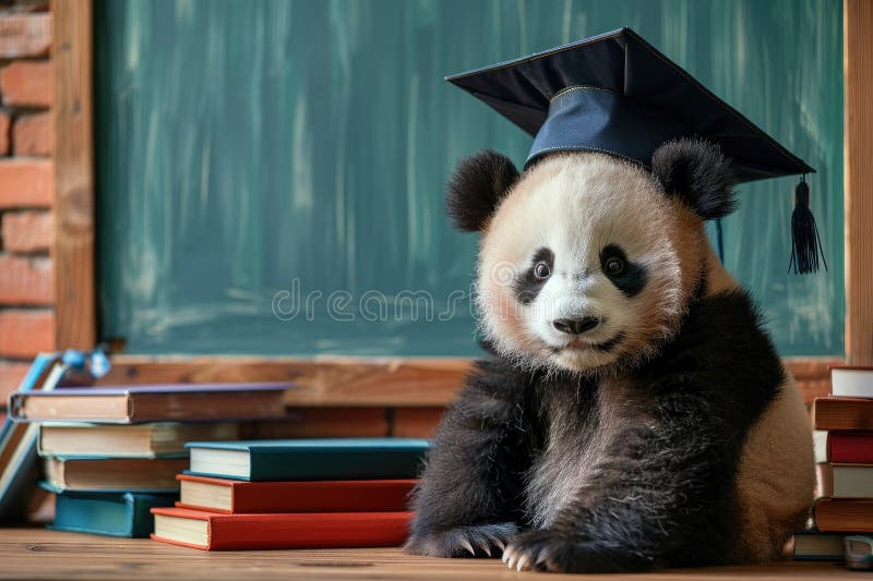 Cute Panda Cub in an Academic Cap is Ready To Gain Knowledge, Study and ...