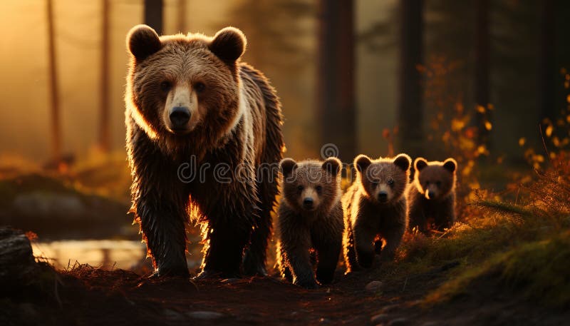 Cute Panda Cub Walking in the Forest Generated by AI Stock Image ...