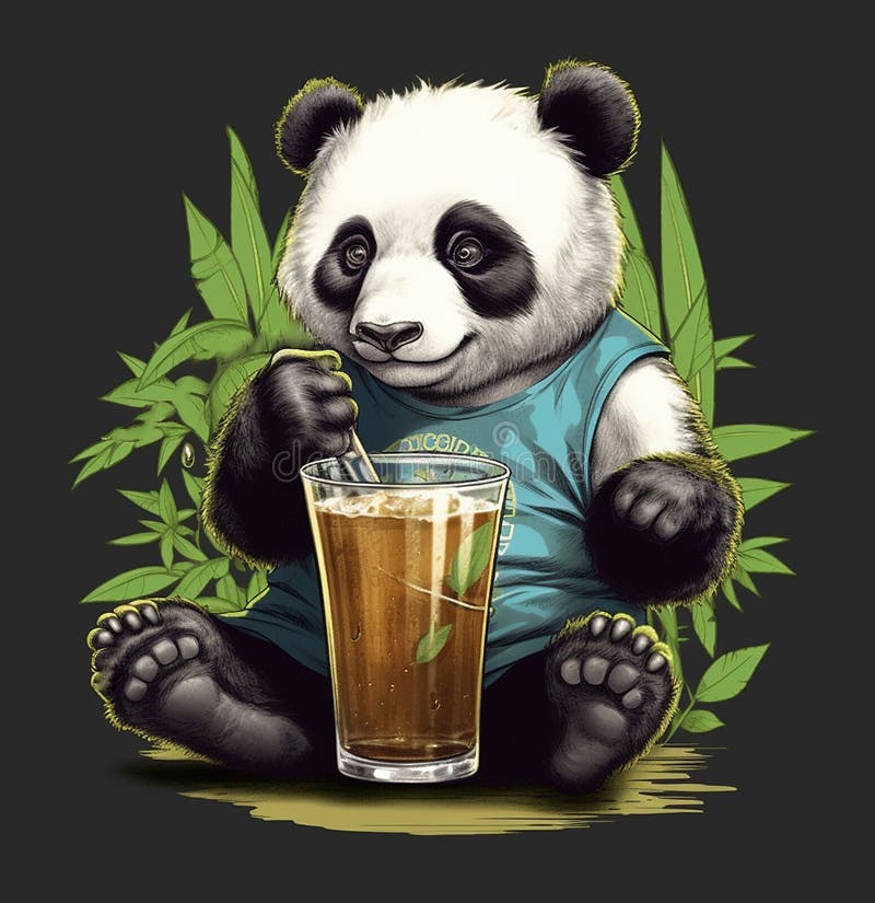 Cute Panda Drinks a Cocktail 2 Stock Illustration - Illustration of ...