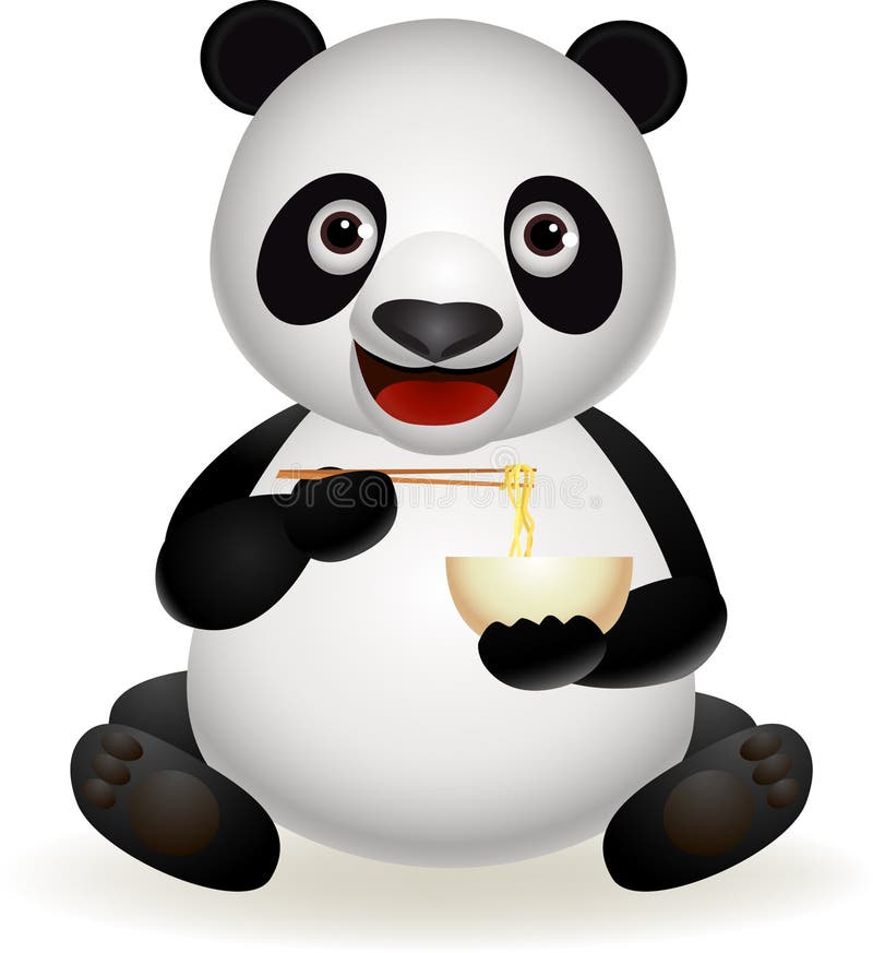 Cute panda eating rice stock vector. Illustration of meal - 31754534