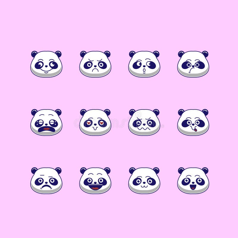 Cute panda emoticon stock vector. Illustration of sticker - 244791416