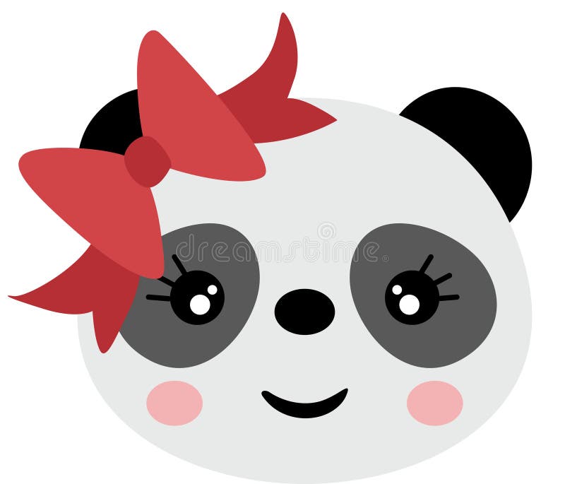 Cute panda face with bow stock vector. Illustration of face - 340267550