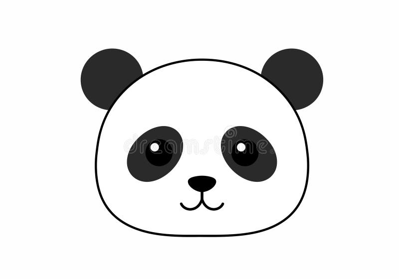 Cute panda face clipart stock vector. Illustration of drawing - 372682478