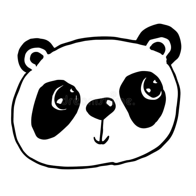 Cute Panda Face Doodle Vector Icon Stock Vector - Illustration of ...