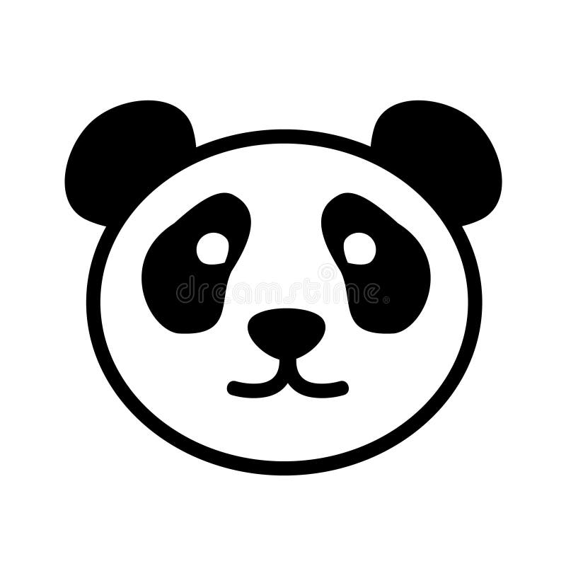 Panda Face Front View. Ink Black and White Doodle Drawing Stock Vector ...