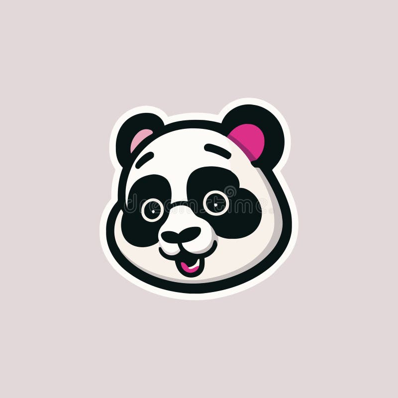 Cute Panda Face Sticker. Vector Illustration in Cartoon Style Stock ...