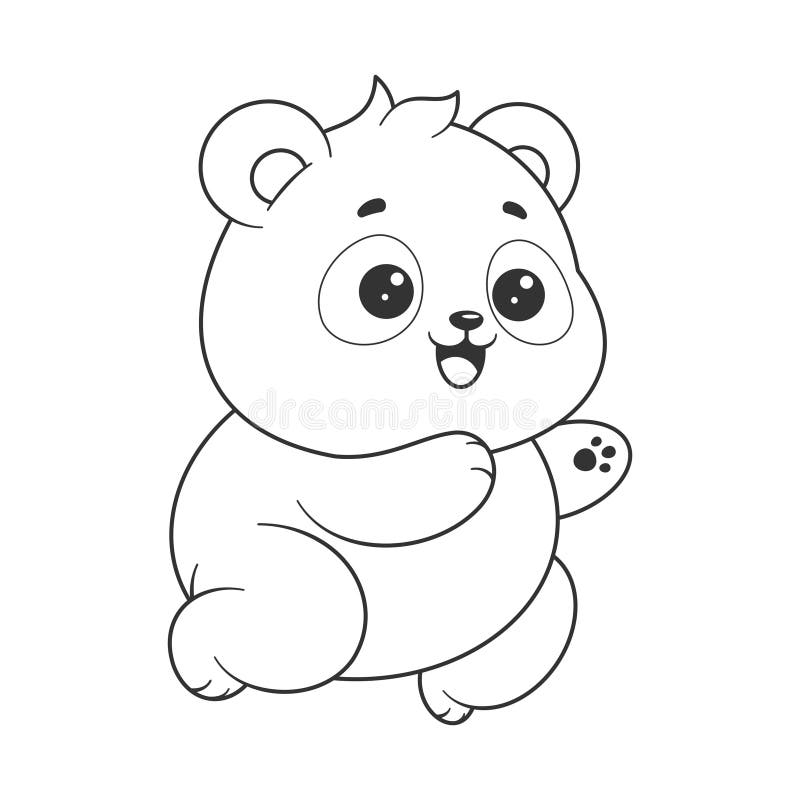 Cute Panda is Feeling Happy for Coloring Stock Vector - Illustration of ...