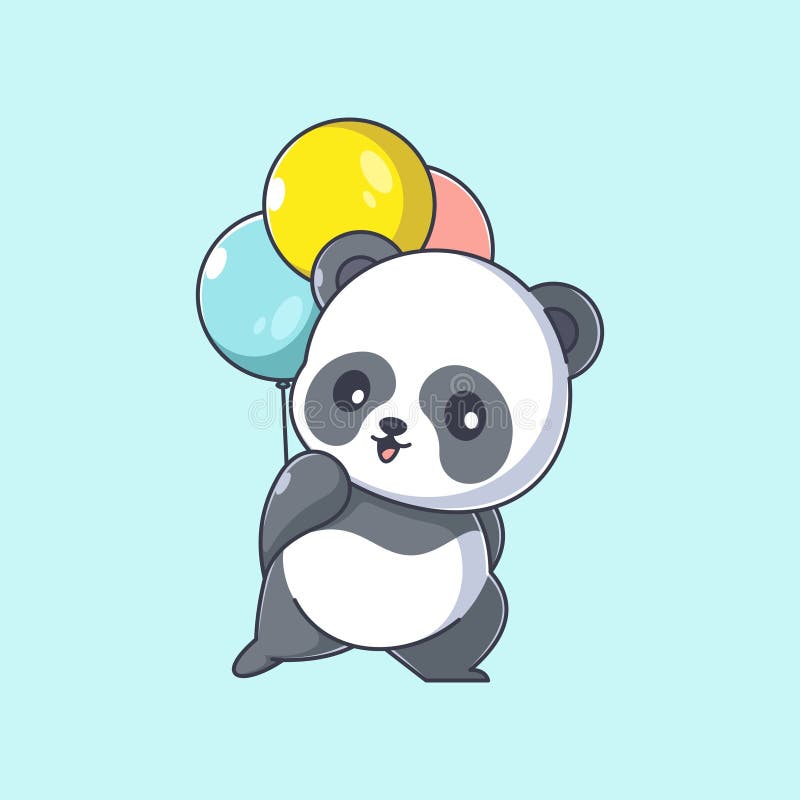 Cute Panda Giving Balloons Cartoon Stock Vector - Illustration of ...