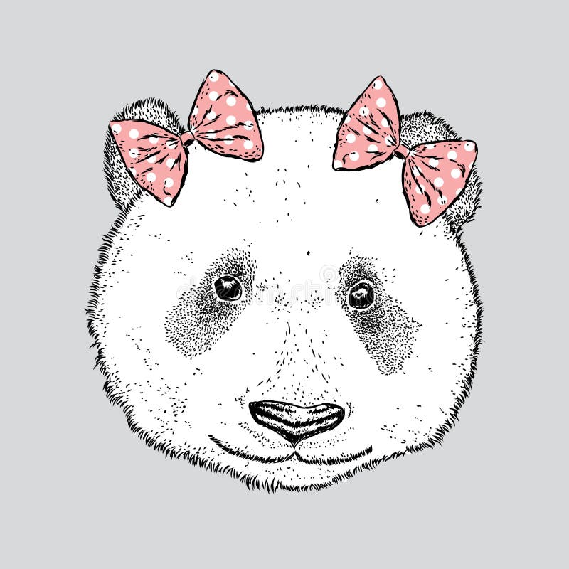Cute Panda with Glasses and a Bow. Vector Illustration Stock Vector ...