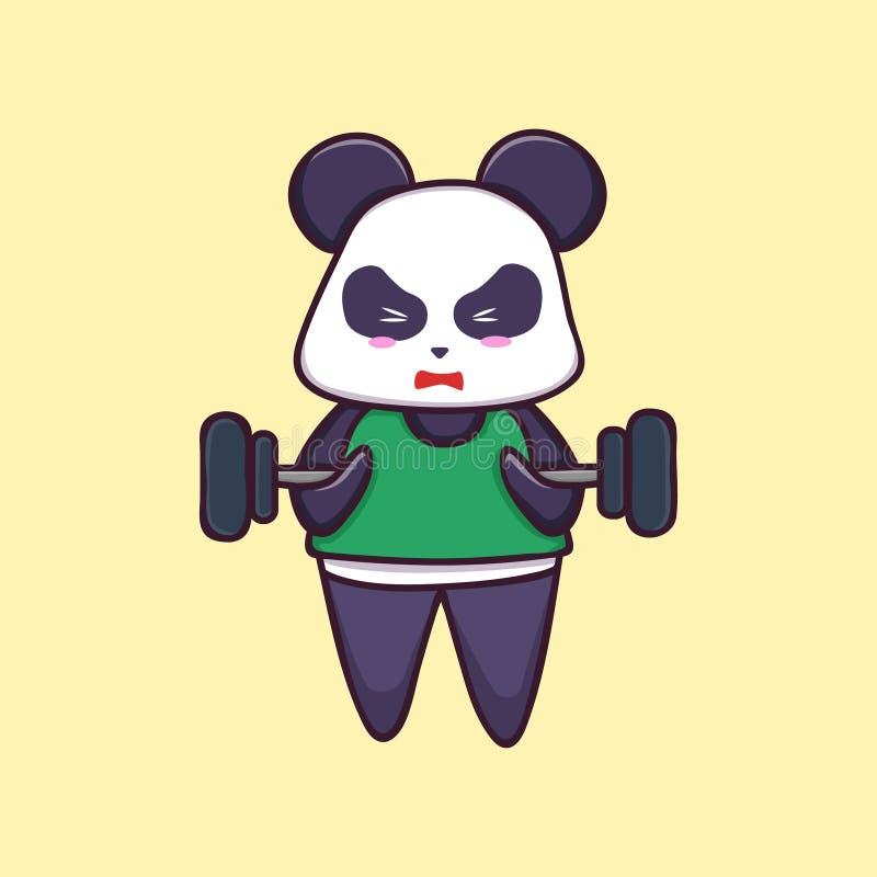 Cute Panda Gym Cartoon Illustration Stock Vector - Illustration of ...