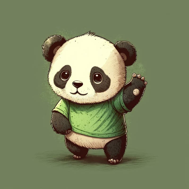 Cute Panda Hand Drawn by Kid (generative AI) Stock Illustration ...