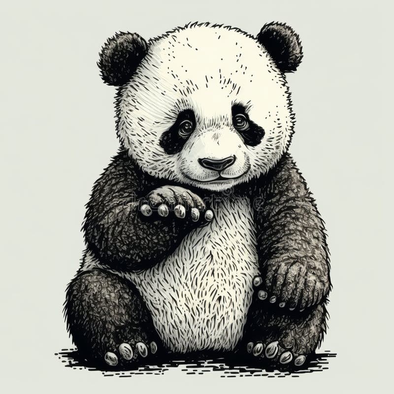 Cute Panda Hand Drawn by Kid (generative AI) Stock Illustration ...