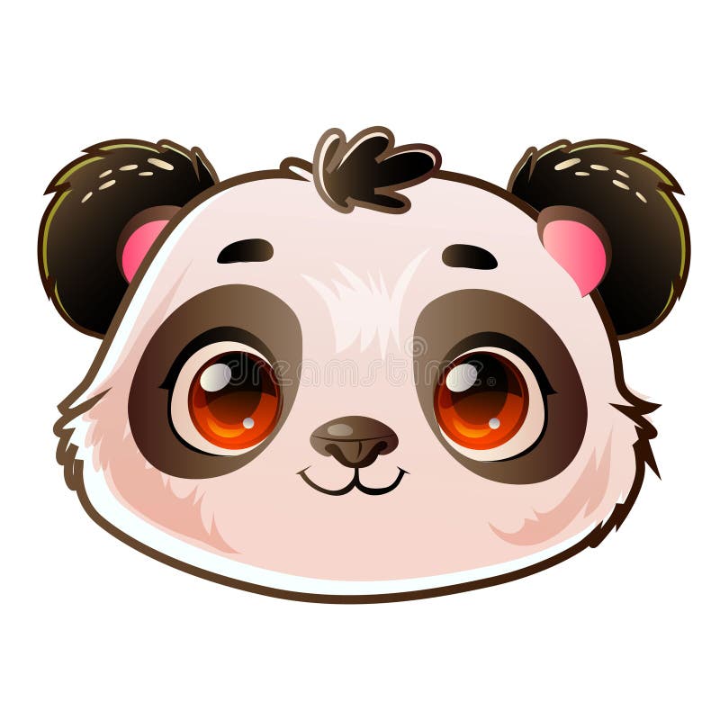Cute Panda Head Sticker Cartoon Stock Illustration - Illustration of ...