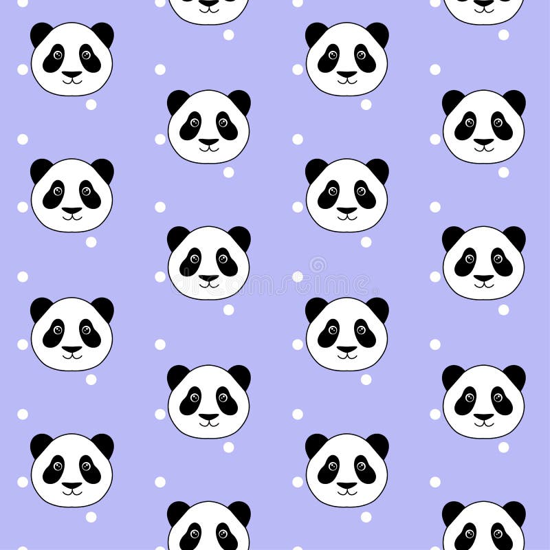 Panda on Purple Background for Kid Wallpaper, Postcard Stock Vector ...