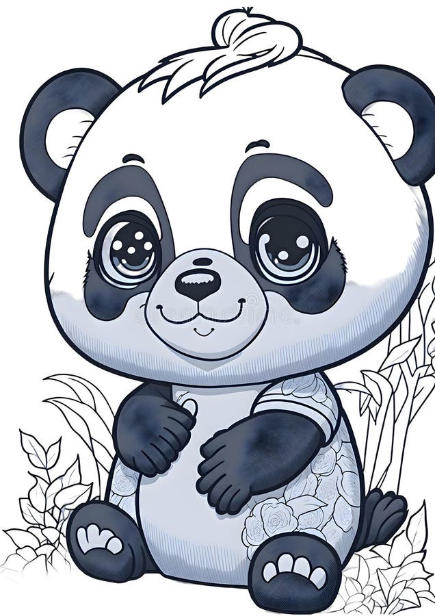 Cartoon Type Cute Panda Illustration Art Work on White Background Stock ...