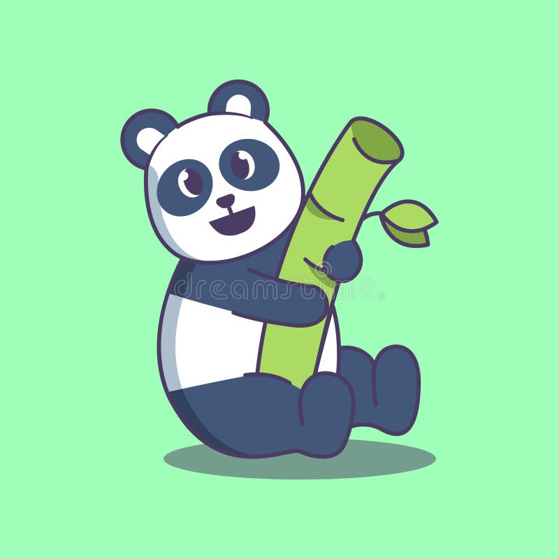 Cute Panda with Its Favorite Food Cartoon Illustration Stock Vector ...