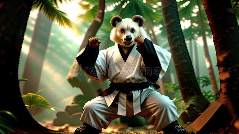 Cute Panda in Karate Uniform. Generative AI Stock Footage - Video of ...