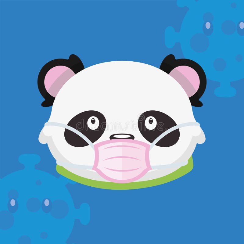Cute Panda with a Mask Self Care Vector Stock Vector - Illustration of ...