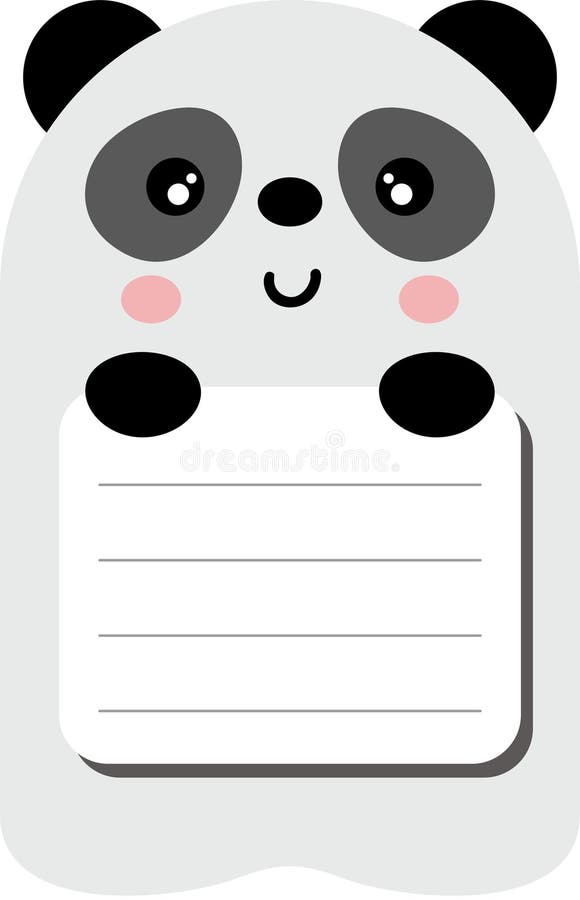 Cute Panda Notebook Sticker and School Label. Stock Vector ...