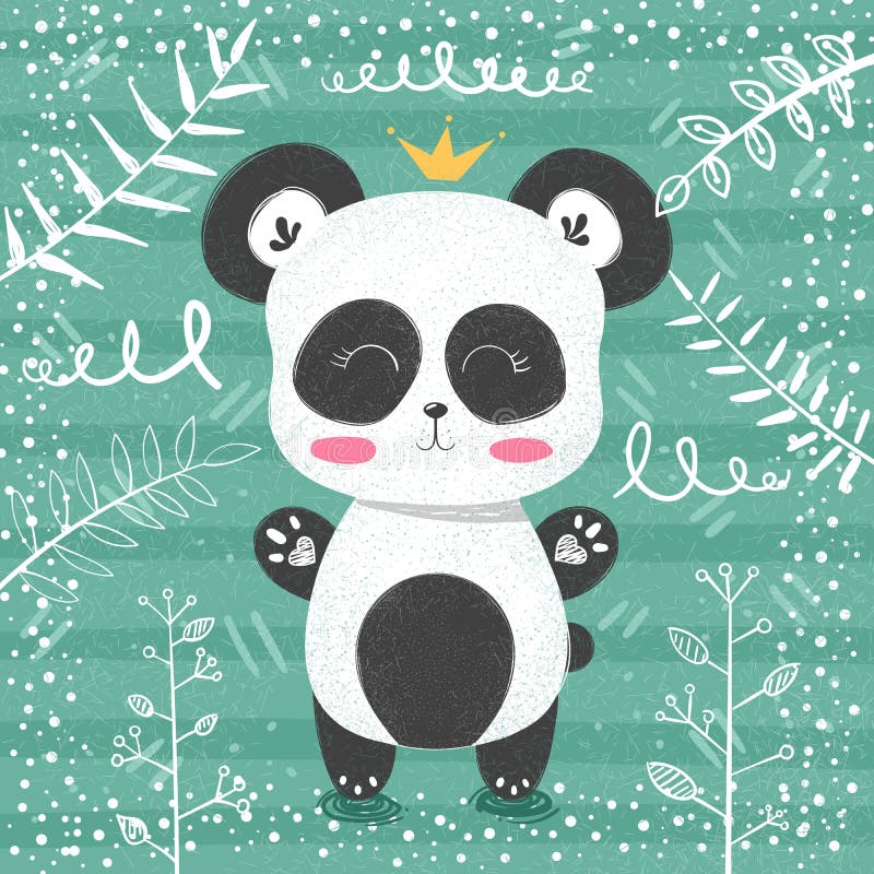 Cute Panda Pattern - Little Princess. Stock Vector - Illustration of ...