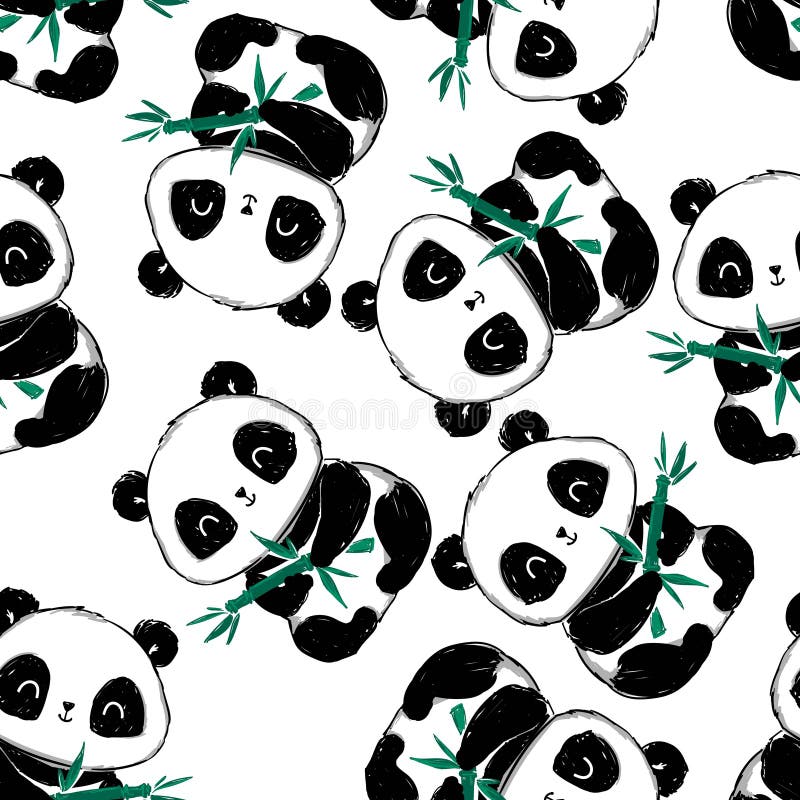 Cute Panda Pattern Seamless. Fabric Design. Vector Illustration. Stock ...